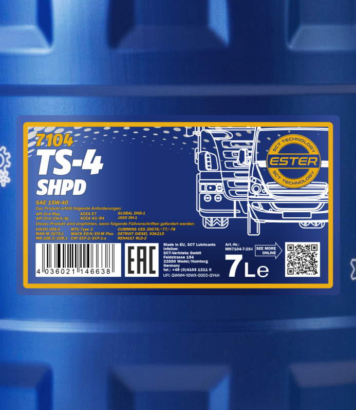 7104 MANNOL TS-4 SHPD 15W40 7 л. Моторное масло 15W-40 - Бесплатная ...